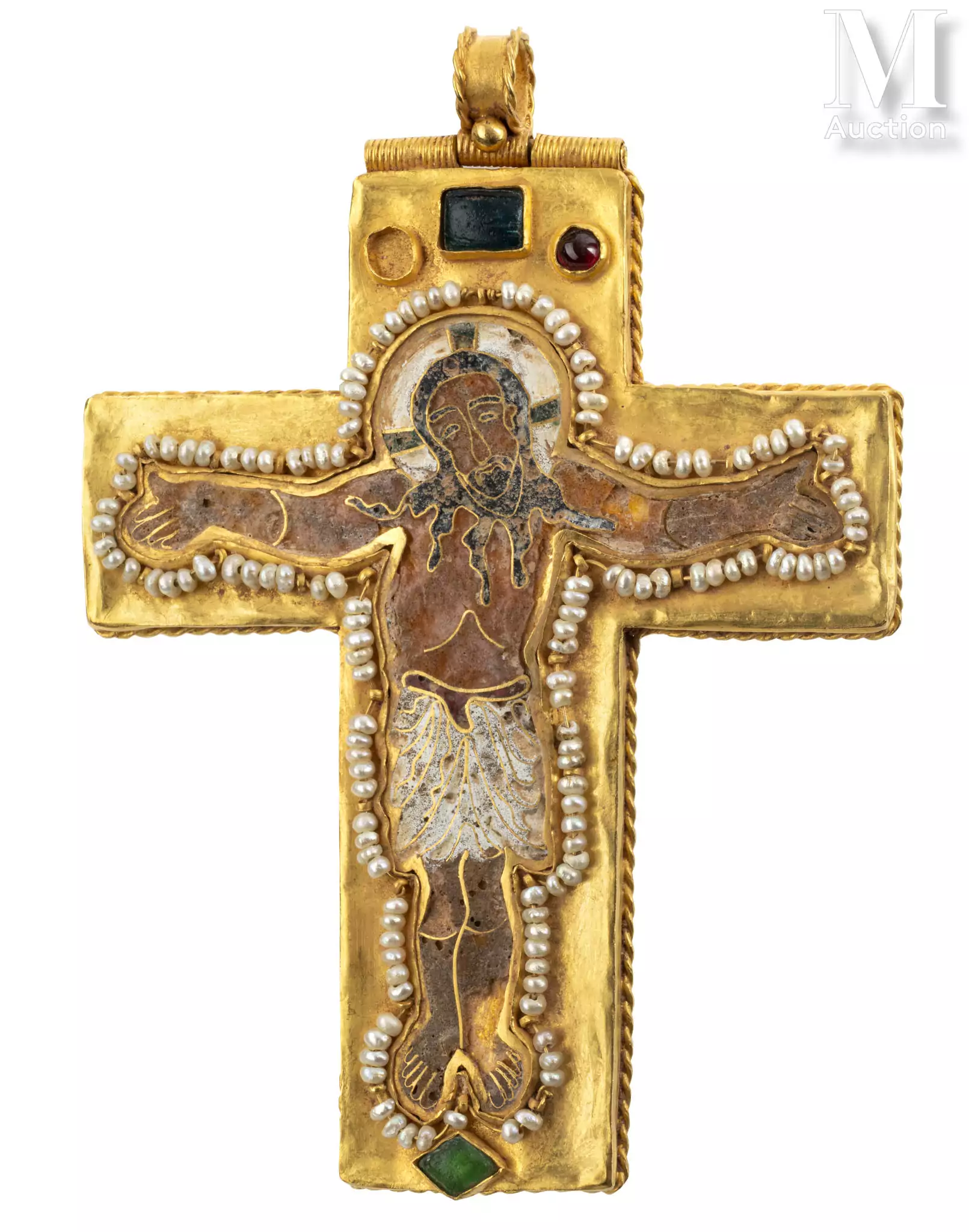 RARE CROIX BYZANTINE EN OR, ÉMAUX, PIERRES ET PERLES - CIRCA 1100 ...