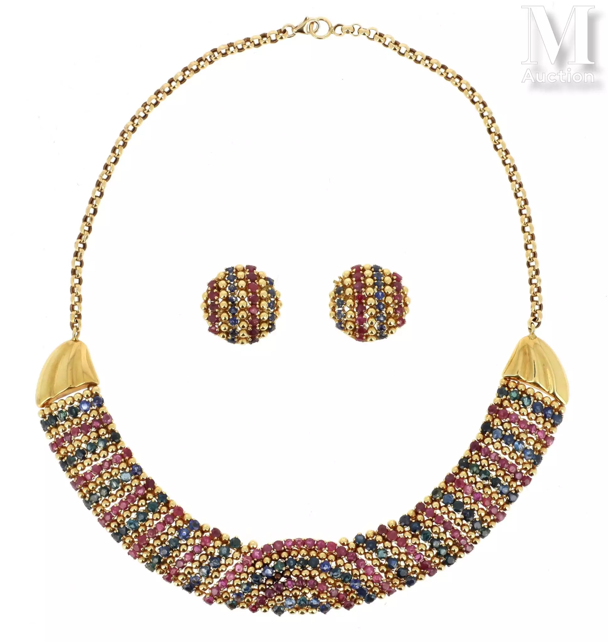 Parure collier et clips d'oreilles - Lot 77 - enchères