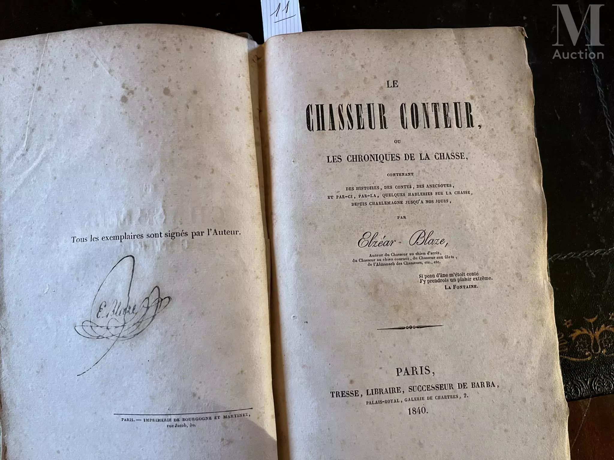 JOINT AU LOT 12 - "BLAZE (Elzéar). - Lot 11 - enchères