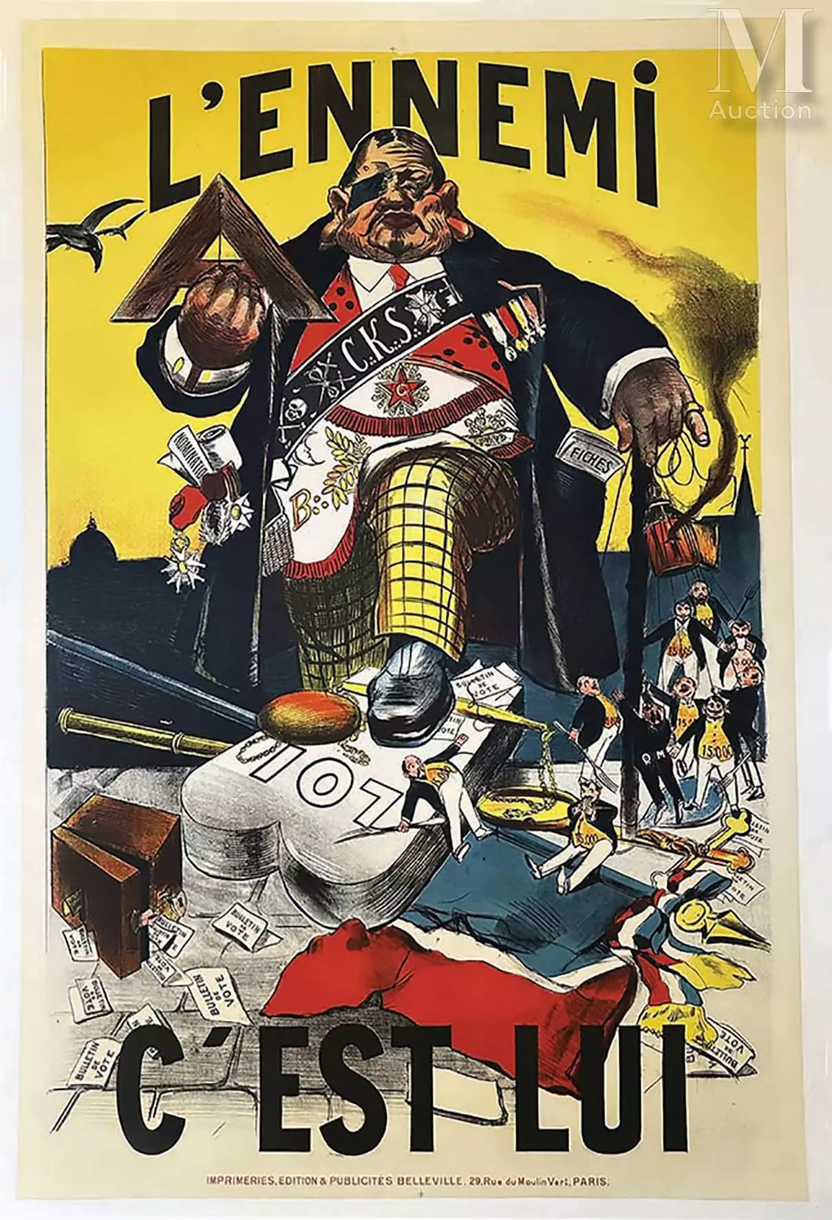 L'Ennemi c'est lui - C.K.S. Loi. Franc Maçonnerie Free Macon - Lot 156 ...