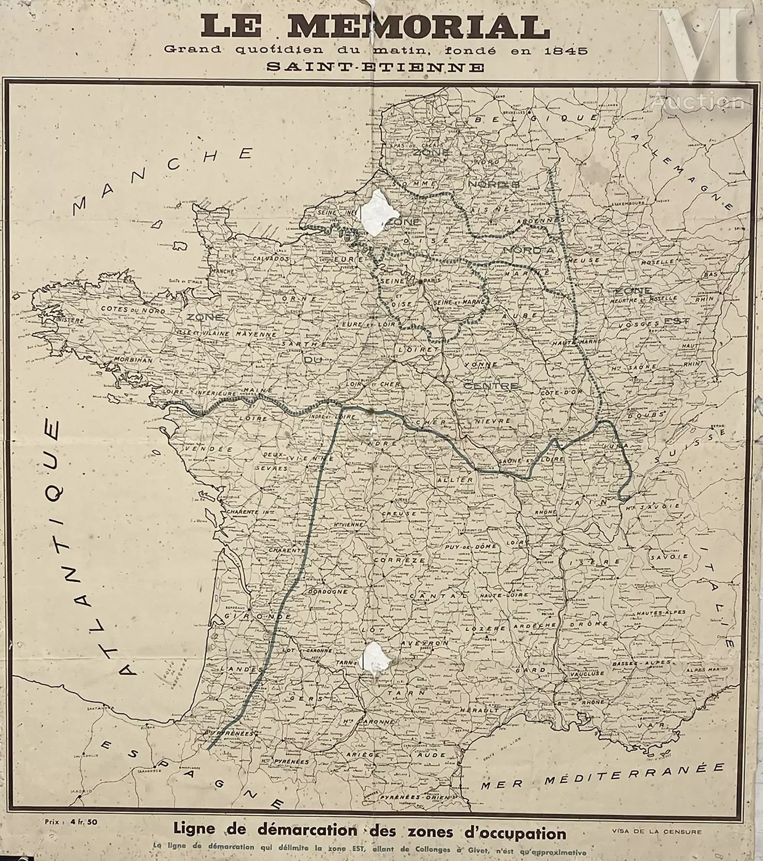 Ligne de Démarcation des zones d'occupation Le Mémorial, grand ...